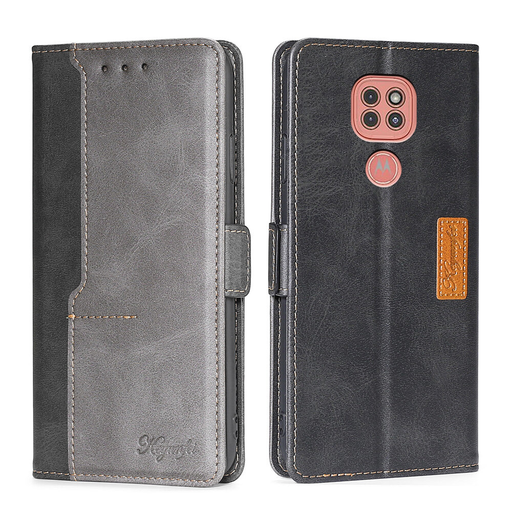 Чехол-книжка MyPads для Motorola Moto G9 / G9 Play / E7 Plus / Моторола Мото G9, смешать два цвета (черный + серый)