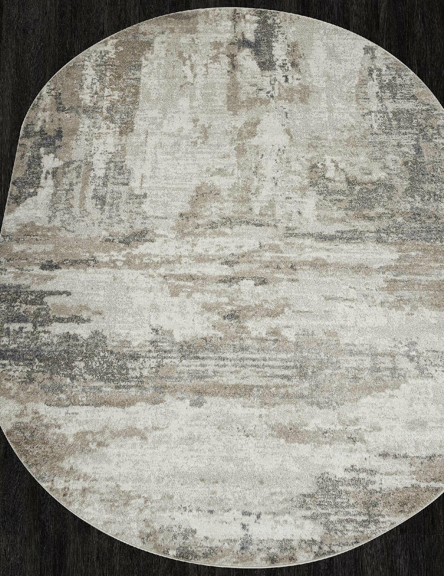 Ковер Овальный на пол в гостиную в спальню 200х400 см бежевый современный ворс 8 мм 379364 Kover-Russia