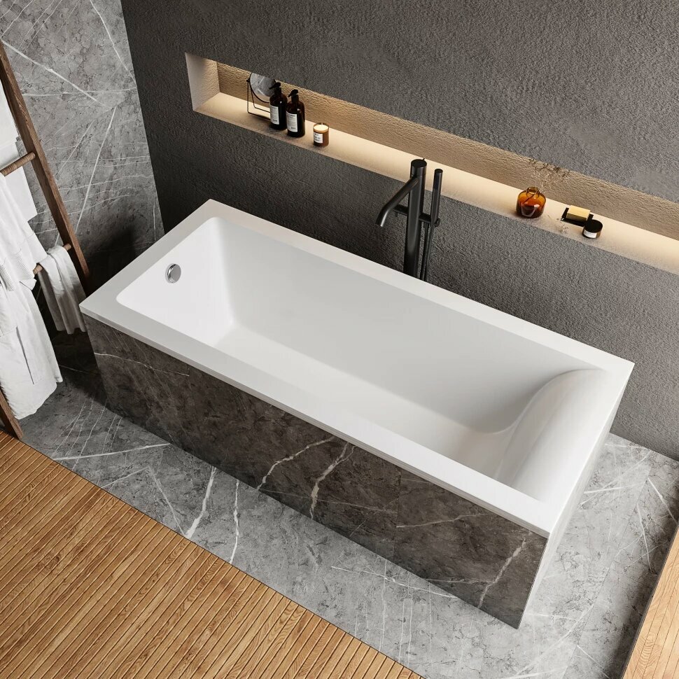 Ванна из литьевого мрамора Marmo Bagno Ницца MB-N180-80 180x80 см, белый