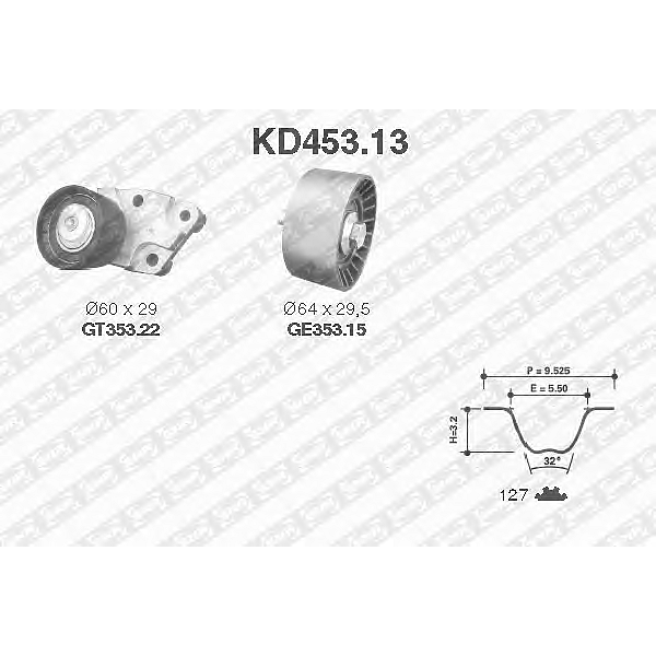 SNR KD453.13 (5636429 / 96183352S1 / 96350526) комплект грм daewoo: lacetti, rezzo, tacuma, lanos, nexia, kalos, espero, aranos, nubira - chevrolet: