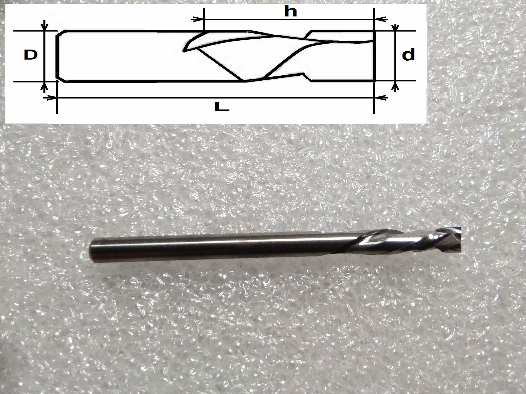Компрессионная двухзаходная фреза FH312, d-3,175/ h-12/ D-3,175/ L-50. X series для ЧПУ станка