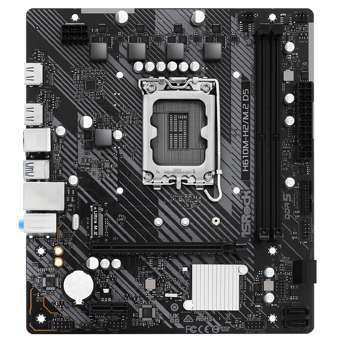 Материнская плата Socket-1700 ASRock H610M-H2/M.2 D5, H610 (2xDDR5 PCI-E16x M.2 GLan USB3.2 mATX)