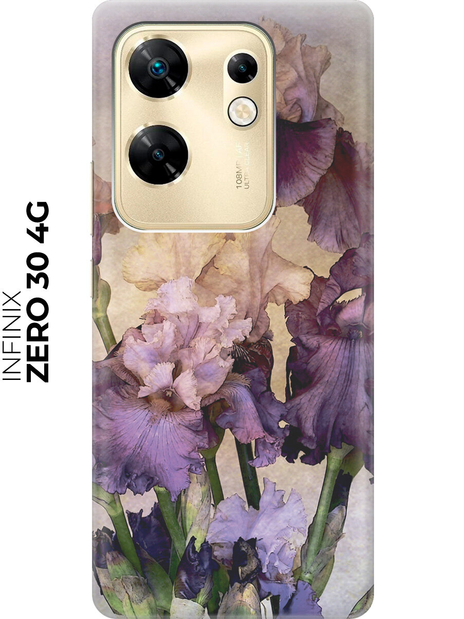 Силиконовый чехол на Infinix Zero 30 4G / Инфиникс Зеро 4г с рисунком "Фиолетовые цветы"