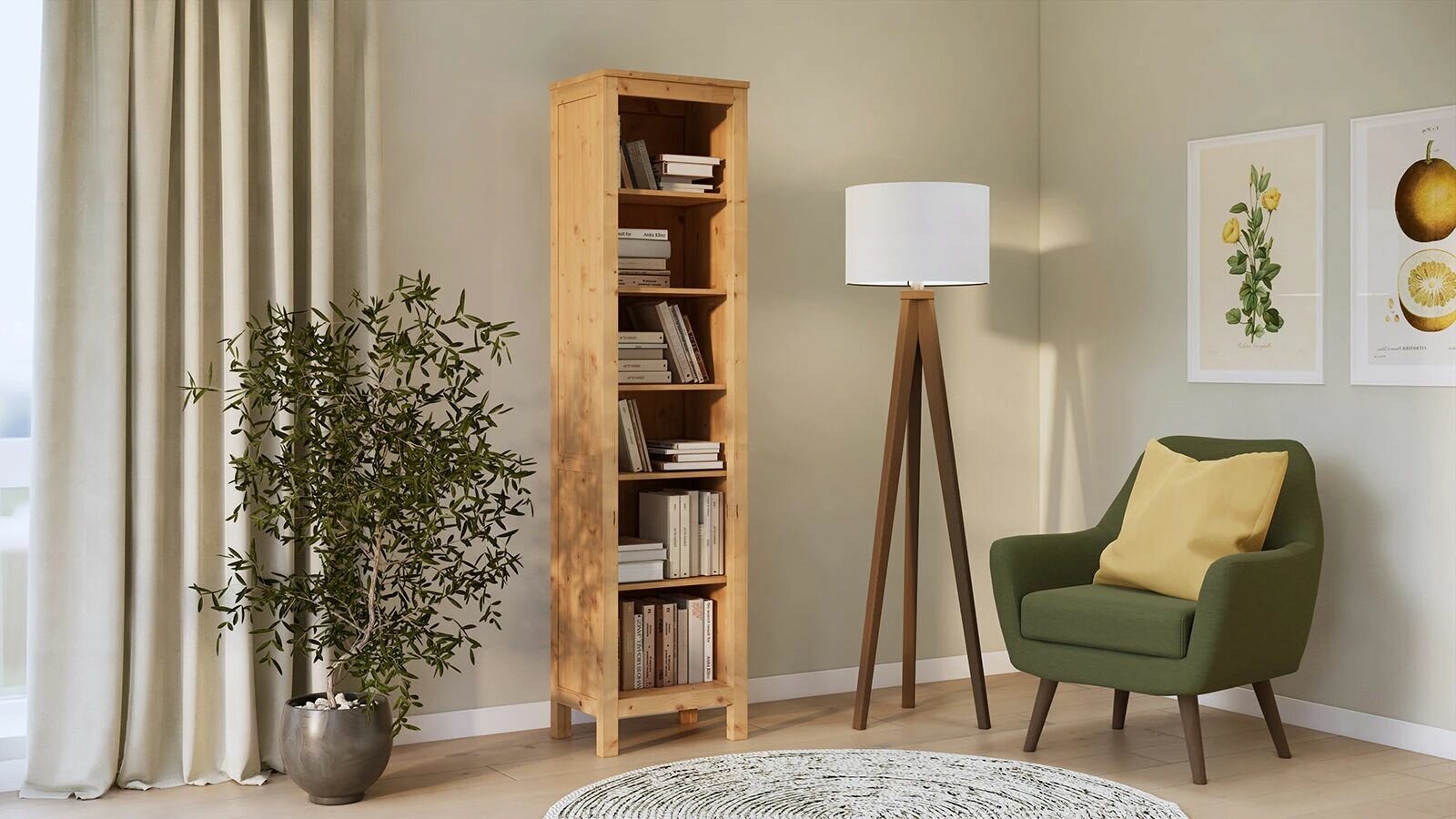 Шкаф книжный Askona (Аскона) Terek (Терек) светло-коричневый 49x197x37