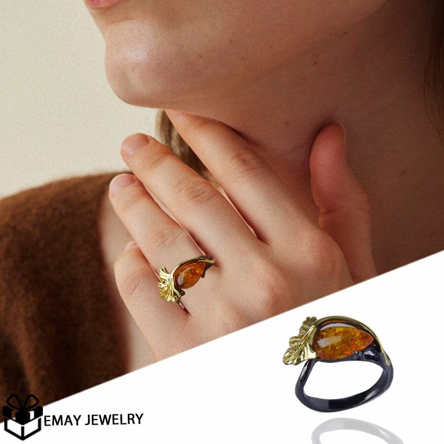Кольцо Emay, янтарь синтетический, искусственный камень