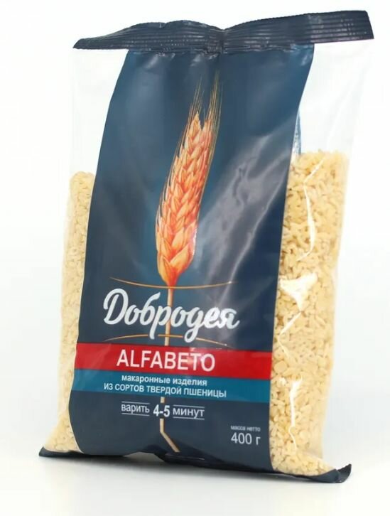 Макаронные изделия высший сорт "Алфавит" "Добродея" ALFABETO 400 гр. 4 шт.