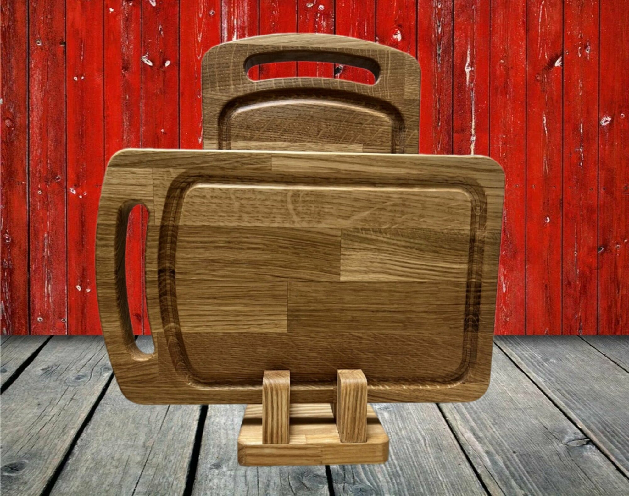 Набор "Доска кухонная разделочная дубовая 2шт. на подставке" (32х20х2см)