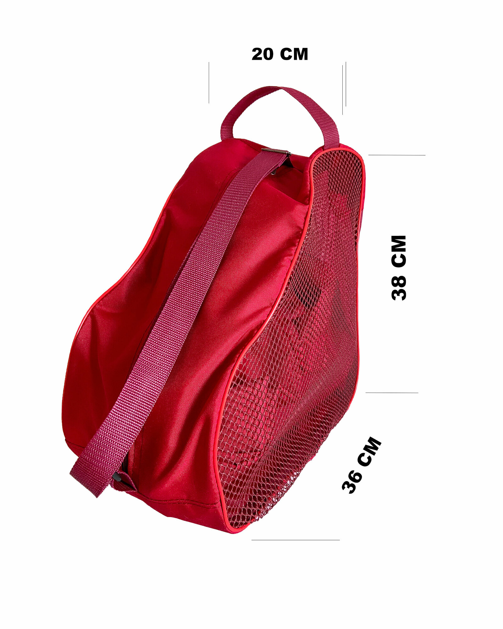 Сумка для коньков, роликовых коньков, лыжных ботинок 38х36х20 см, цвет бордовый, сетка