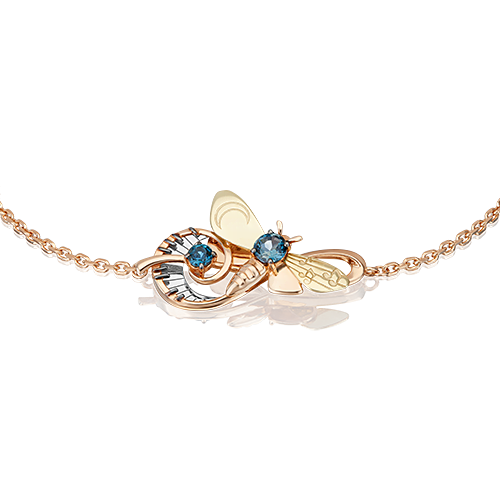 Браслет, красное золото, 585 проба, топаз