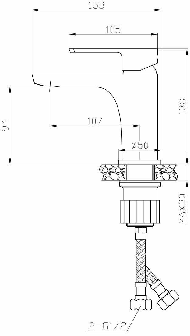 Смеситель Rossinka RS50 RS50-12 для раковины