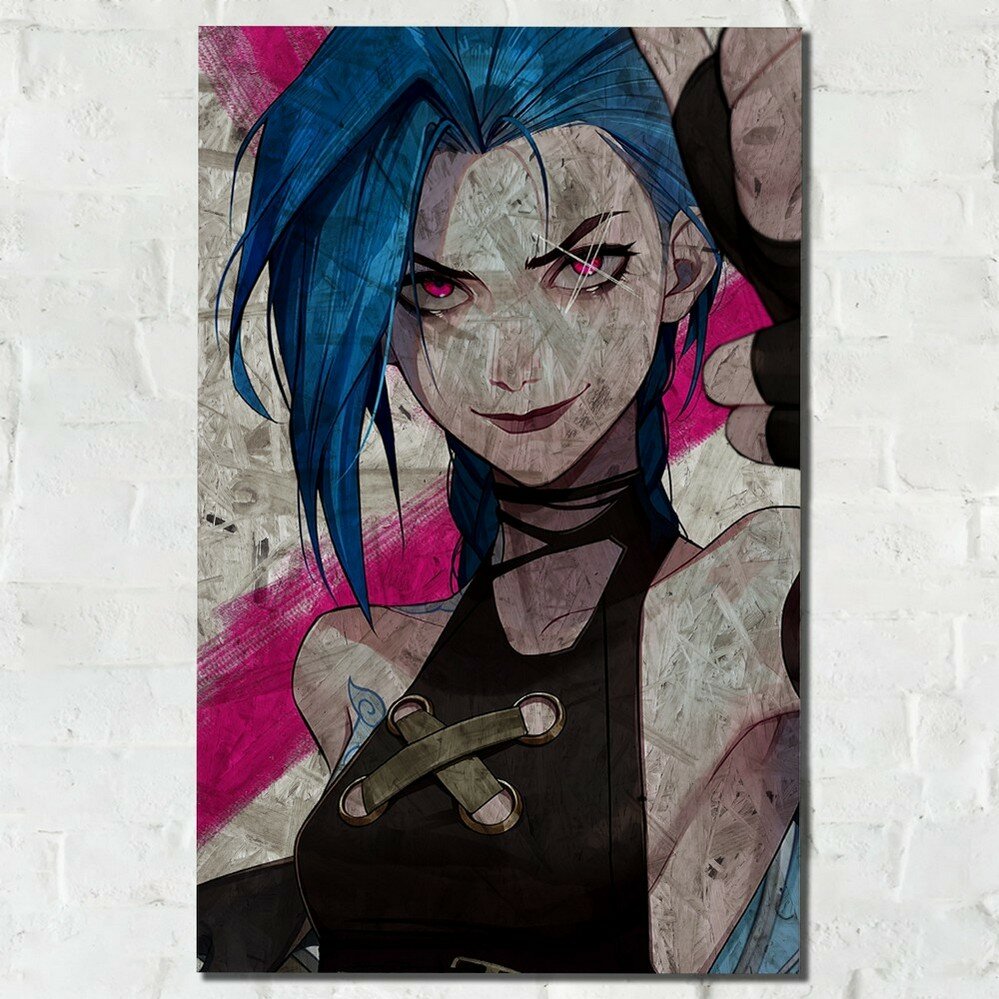 Картина интерьерная на рельефной доске игра LOL (League of Legends, Jinx, Джинкс, SWITCH, PC, XBOX, PS) - 13574 В