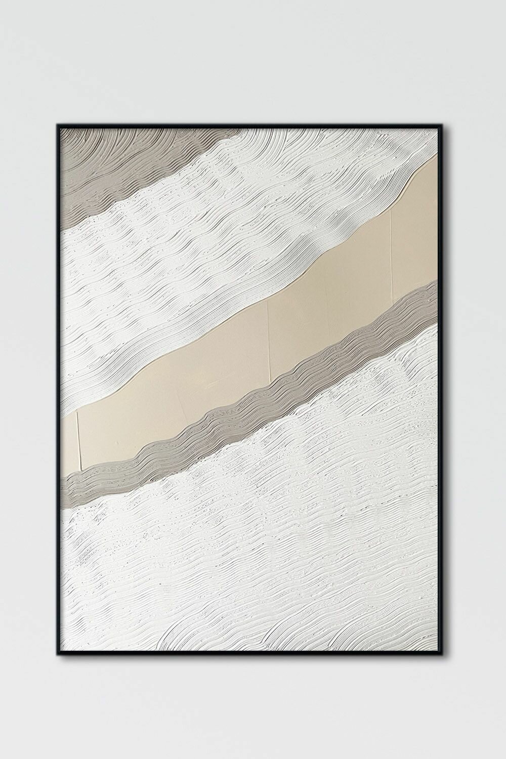 Картина из гипса ручной работы для интерьера DECORMARKT Абстракция №2, в черной рамке 50х70 см