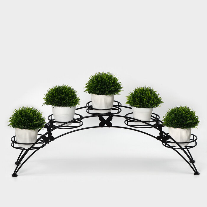 Подставка для цветов «Арка-5», d=12 см, 69×15.5×25.5 см, черный