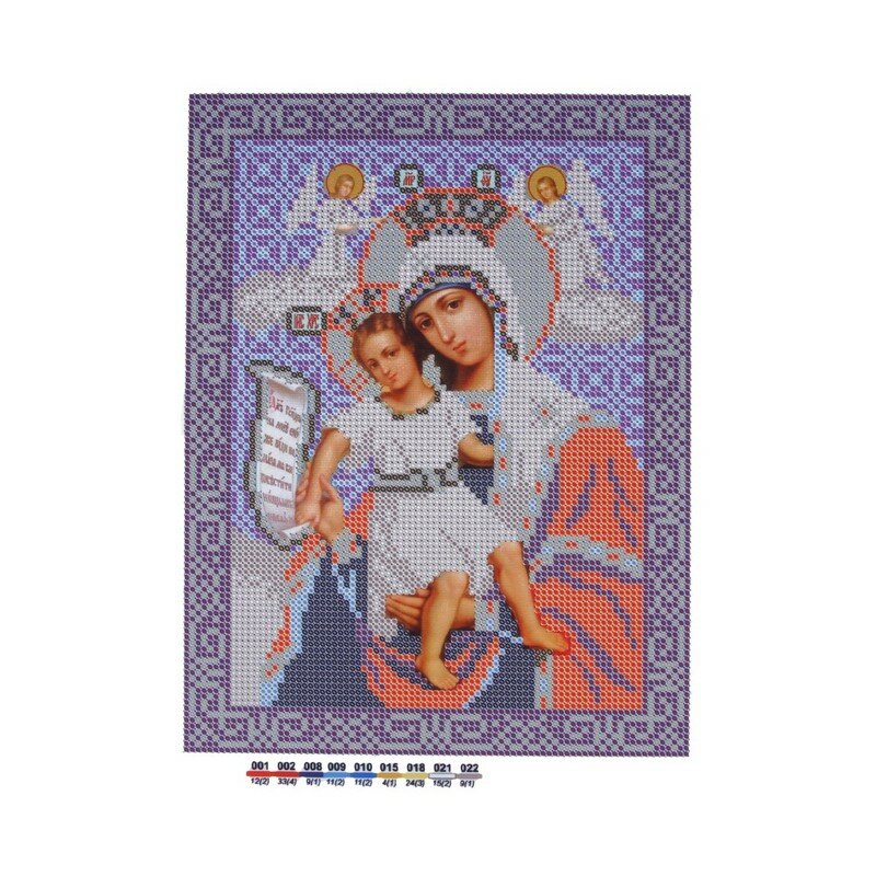 Канва/ткань с рисунком Нова Слобода №1 для вышивания бисером формат А4 19 см х 25 см БИС 9011 "Богородица Достойно Есть"