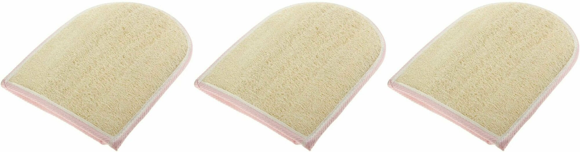 Мочалка York, люфа, варежка, с петелькой, бело-голубая, 3 шт