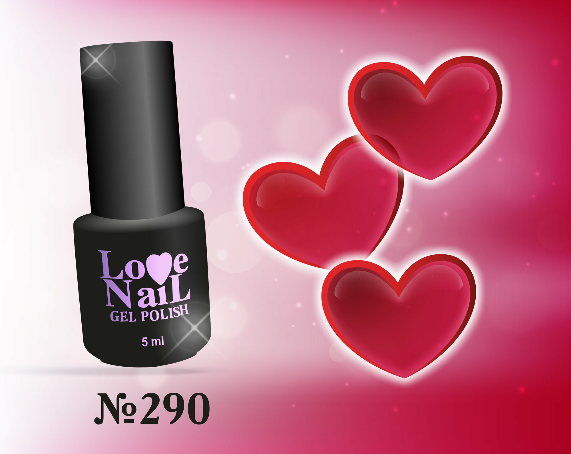 290 LoVe Nail гель лак класса премиум витраж 5 мл.