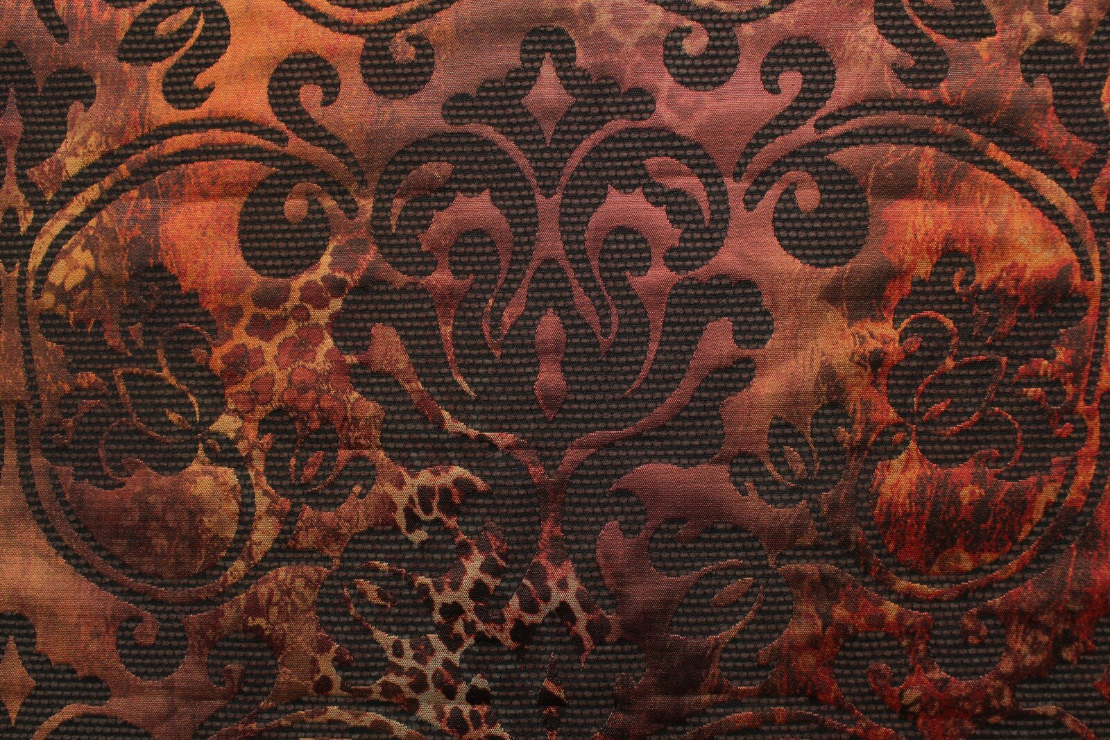 Ткань Жаккард Cadena двухслойный терракотовый пятнистый узор по болотно-зелёному, ш138см, 0,5 м