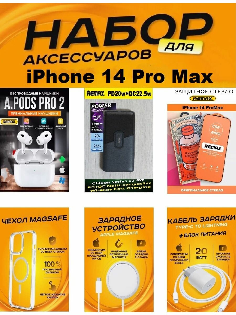 Подарочный набор Аксессуаров для iPhone 14 Pro Max