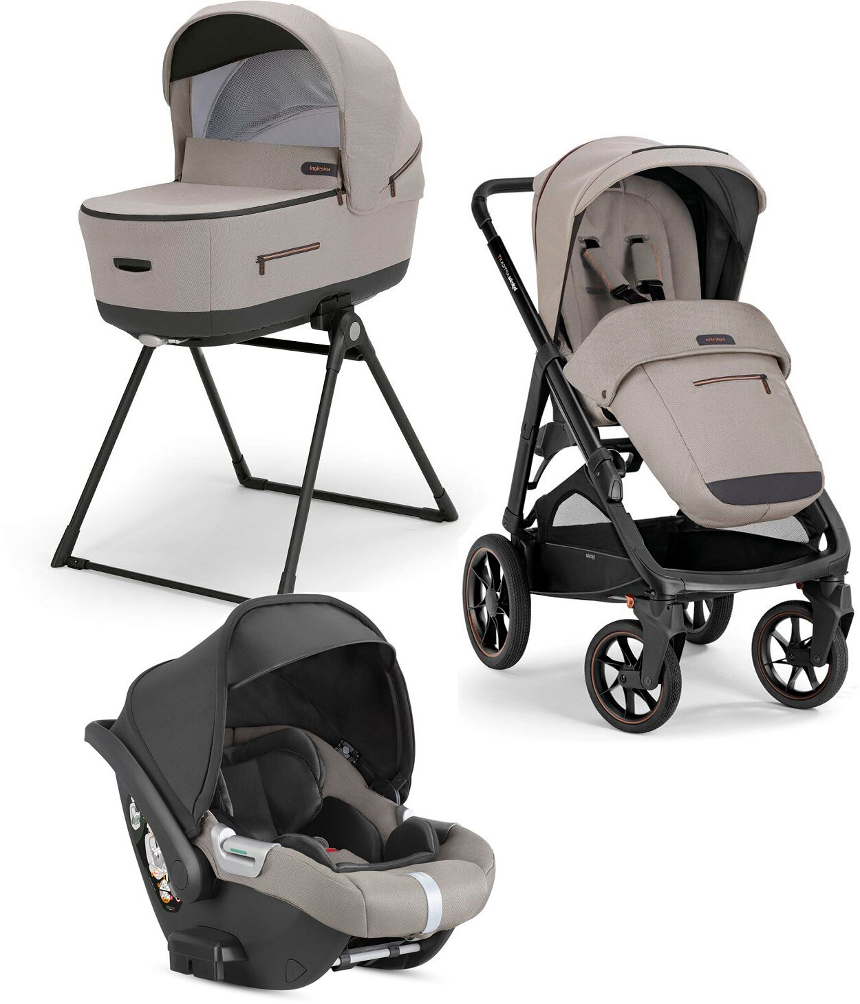 Коляска для новорожденных 3 в 1 Inglesina Aptica XT Tundra Beige автокресло Darwin i-Size, детская коляска, бежевый