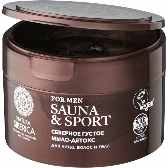 Мыло-детокс для лица, волос и тела Natura Siberica Sauna&Sport Men, густое северное 250 мл