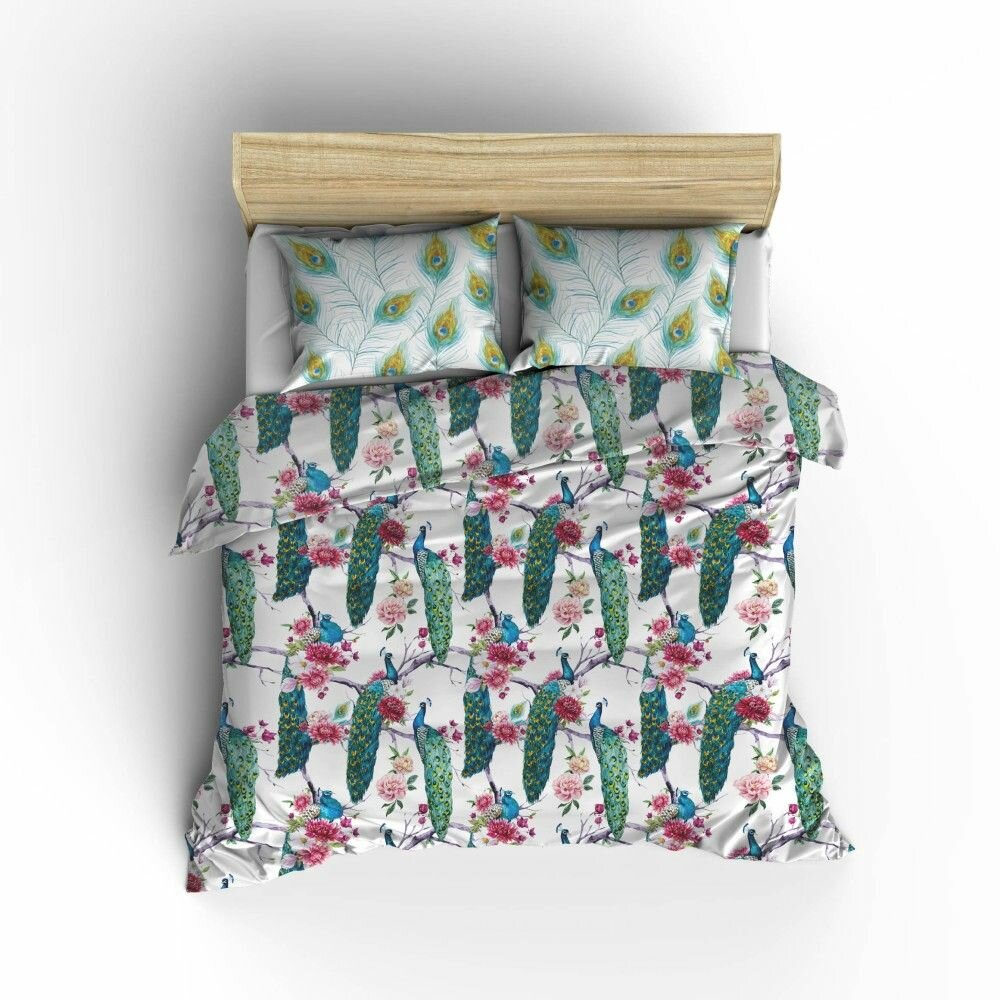 Арт комплект постельного белья Павлины Семейный, 70/70