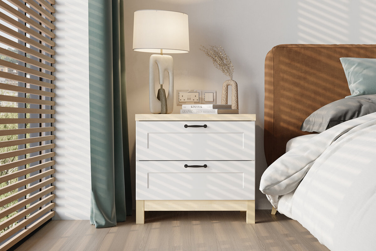 Тумба прикроватная Техас-1 МДФ Белый для документов для книг для обуви для одежды для посуды 45*51.6*45