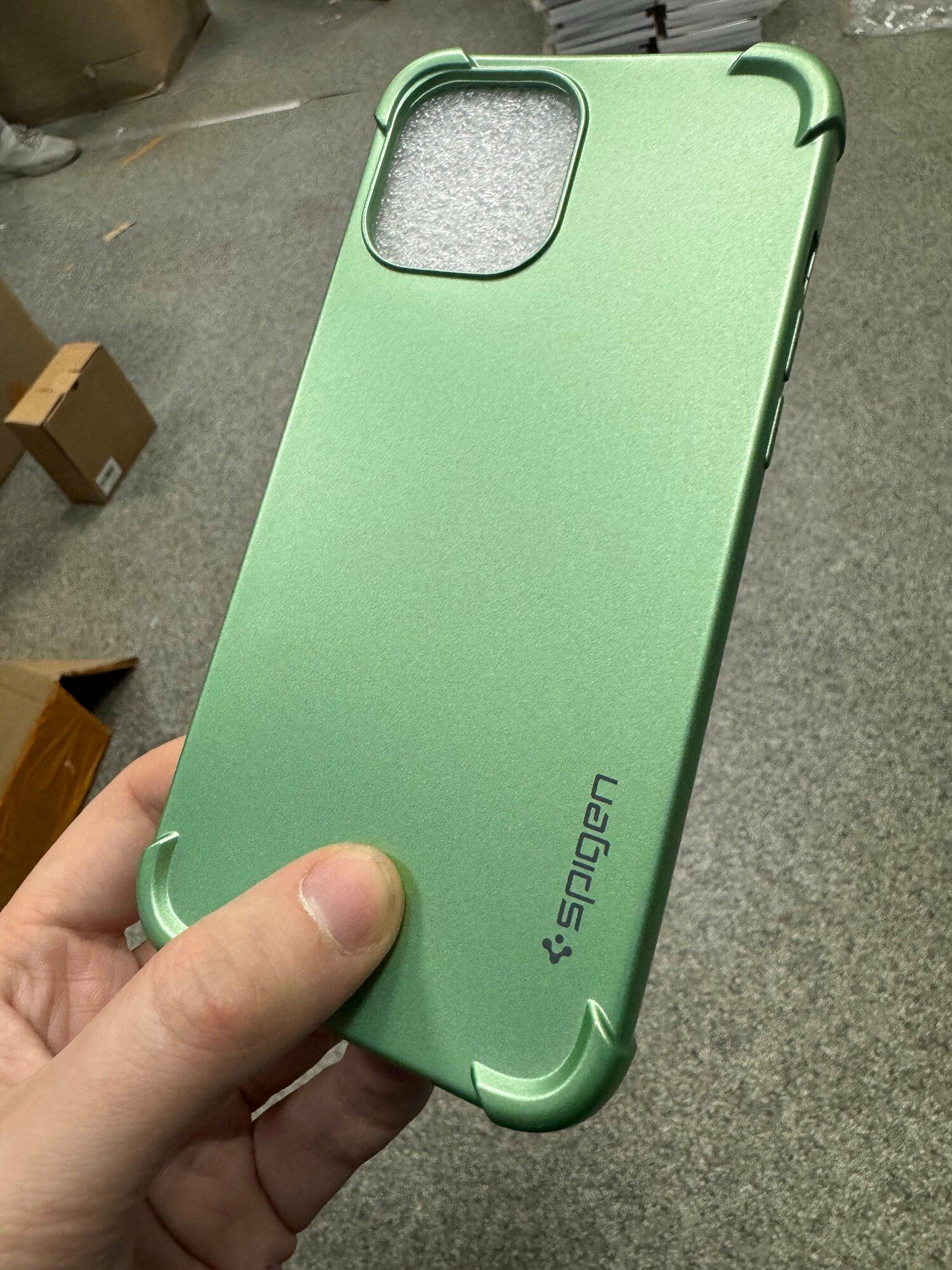 Чехол панель накладка бампер MyPads SPIGEN для iPhone 12 Pro Max (6.7) тонкая силиконовая крышка зеленая