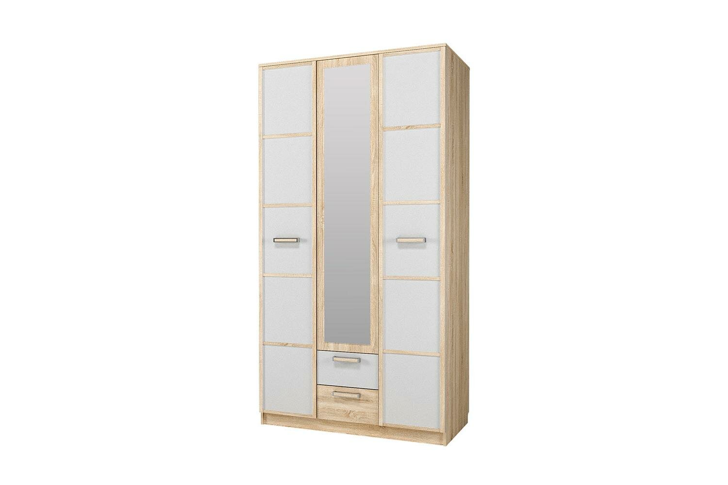 Шкаф комбинированный Hoff Фанк, напольный, 120,2х225,6х57,4 см, ЛДСП/зеркало, цвет дуб сонома, белый