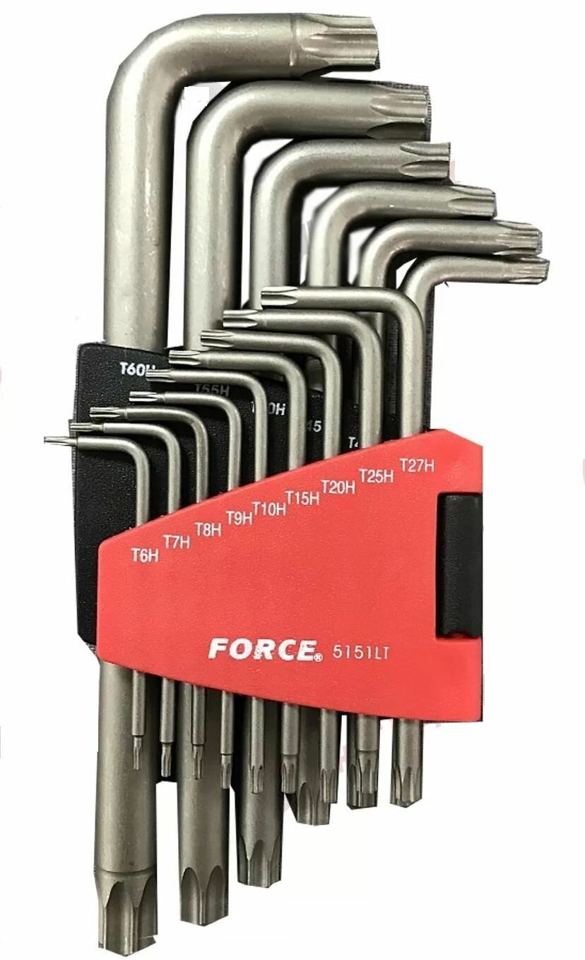 Набор торкс удлиненных c отверст Г-образн. Т6Н-Т60Н, 15 предм. FORCE 5151LT