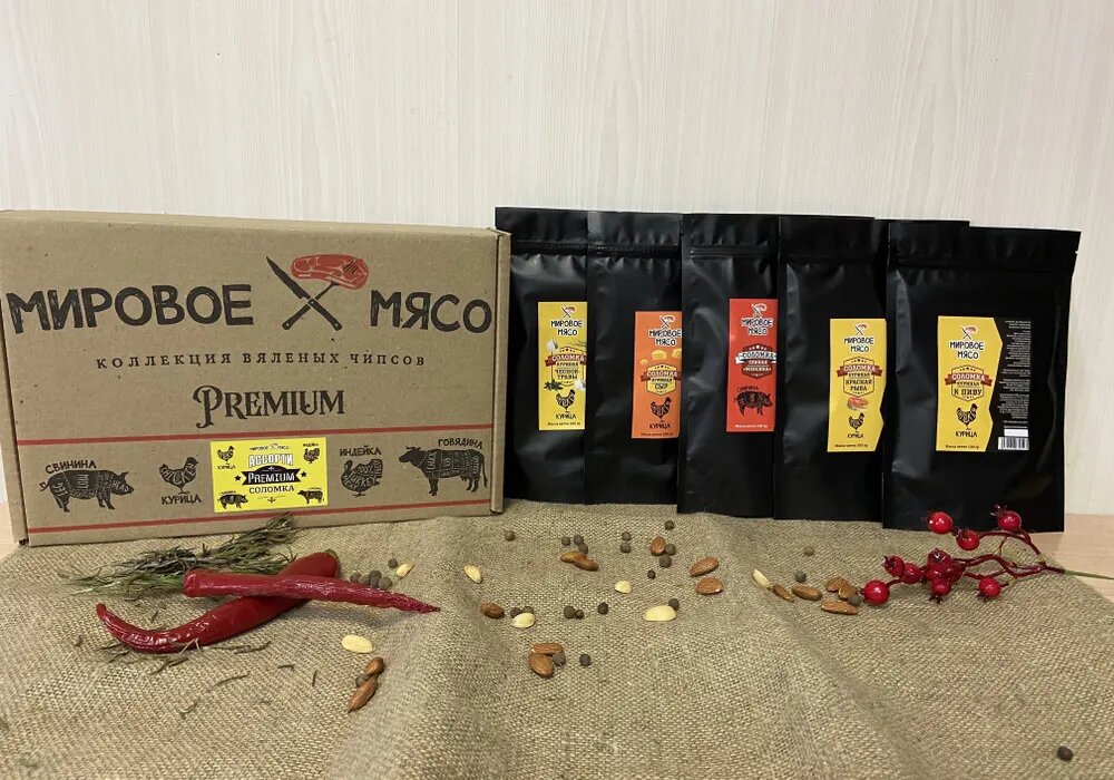 Набор мясной подарочный ассорти "Соломка" сушеное/вяленое/копченое