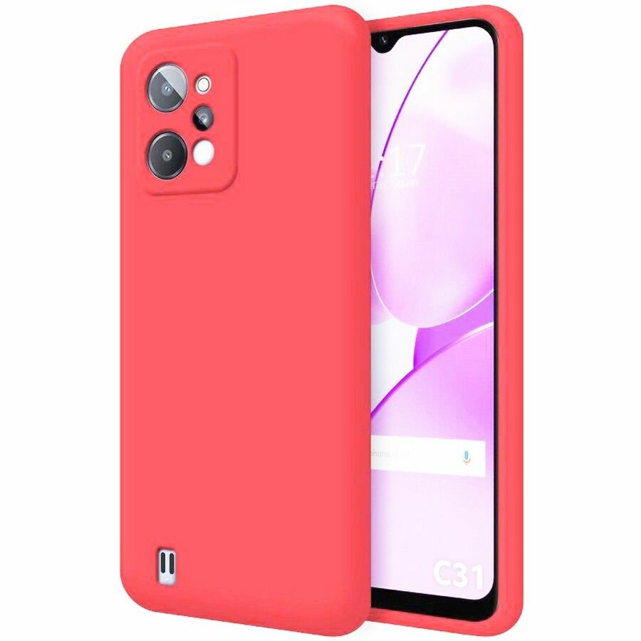 Силиконовая накладка Silky soft-touch для Realme C31 светло-розовый