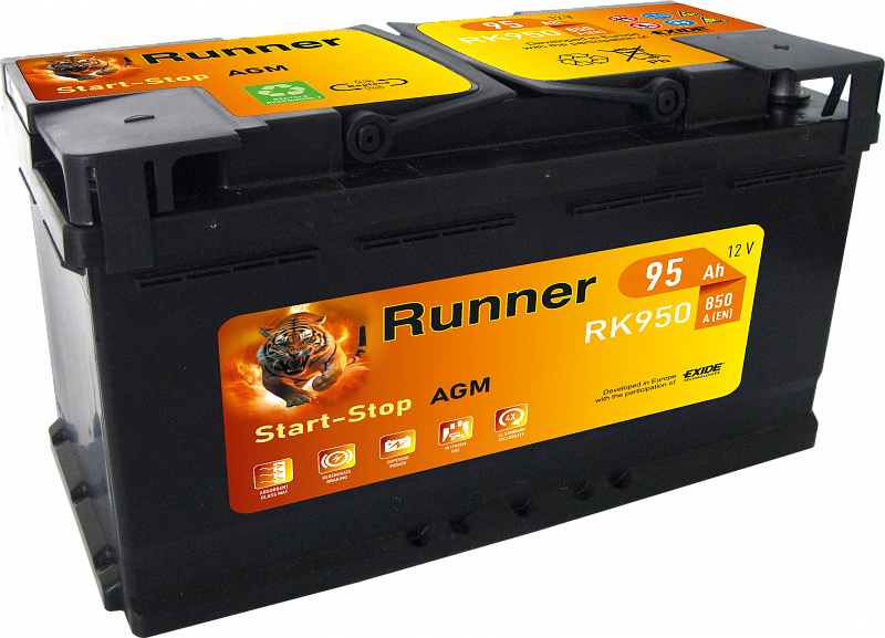 Аккумулятор автомобильный Runner AGM 95 Ah 850A RK950 ОП (353х175х190) L5 353x175x190