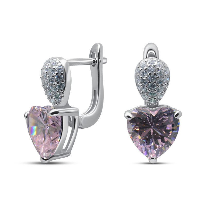 Серьги, серебро, 925 проба, фианит