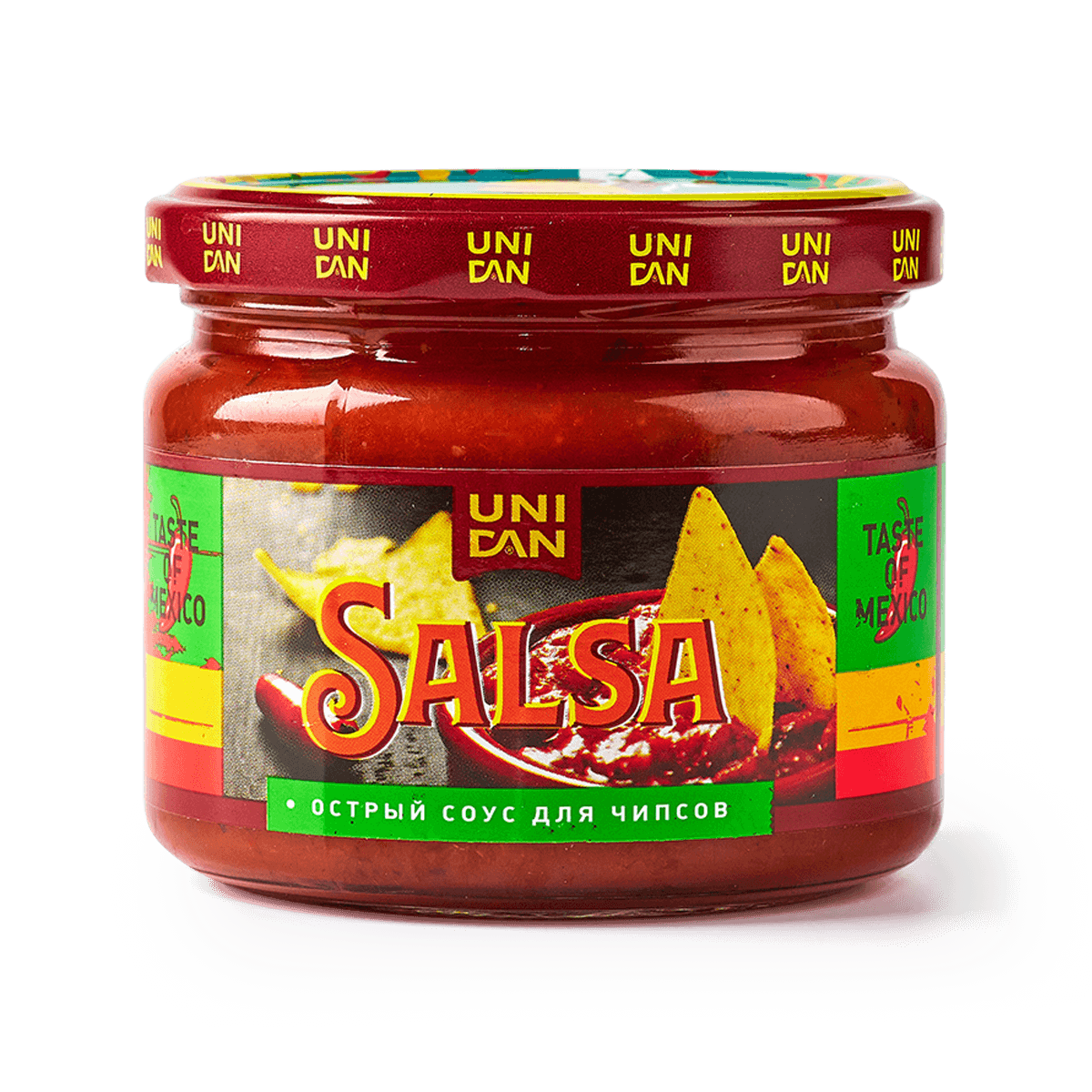 Соус UNI DAN Salsa, для чипсов, острый, мексиканский, 280 грамм