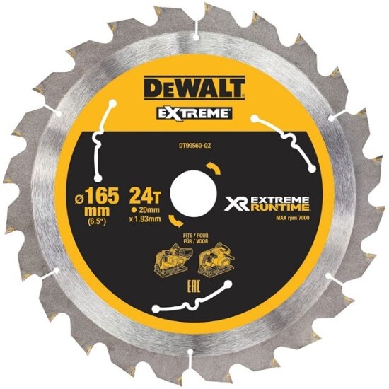 Диск пильный Dewalt DT99560, XR 165x20мм, 24T CSB