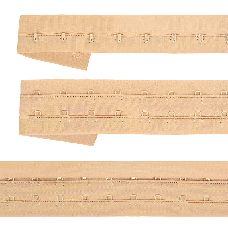 Крючки на ленте 2 ряда (лента с крючками и петлями для корсета и бюстгальтера) шир.40мм цв. бежевый (3 метра)