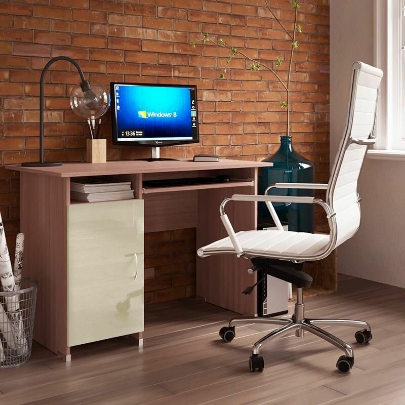 Компьютерный стол "Милан 4" 110х750х60, шимо темный/ ваниль глянец