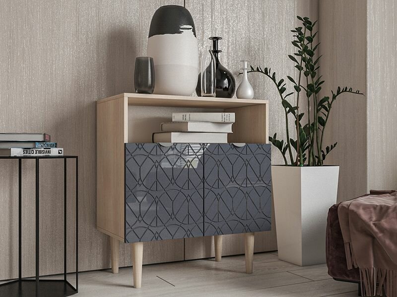 Комод для вещей "Йорк 7" 70х80х40, кремона шампань / графит глянец