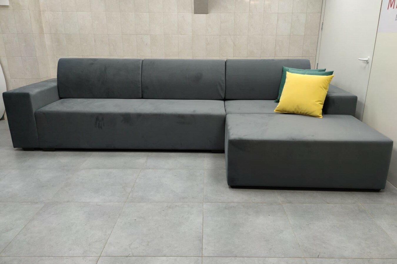 Угловой диван Мальта мантана Zara Велюр, еврокнижка, 358х189х83 см, с ящиком для белья