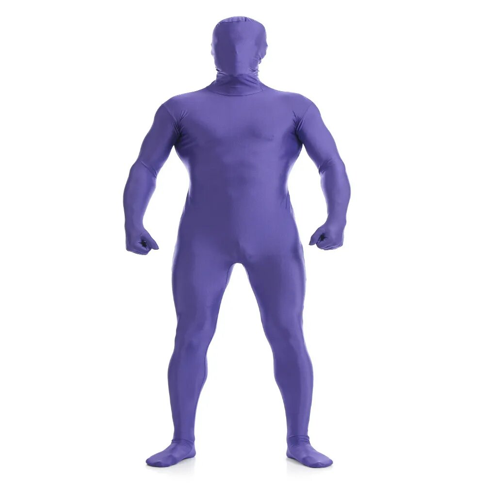 Мужской Zentai костюм из спандекса фиолетовый, M