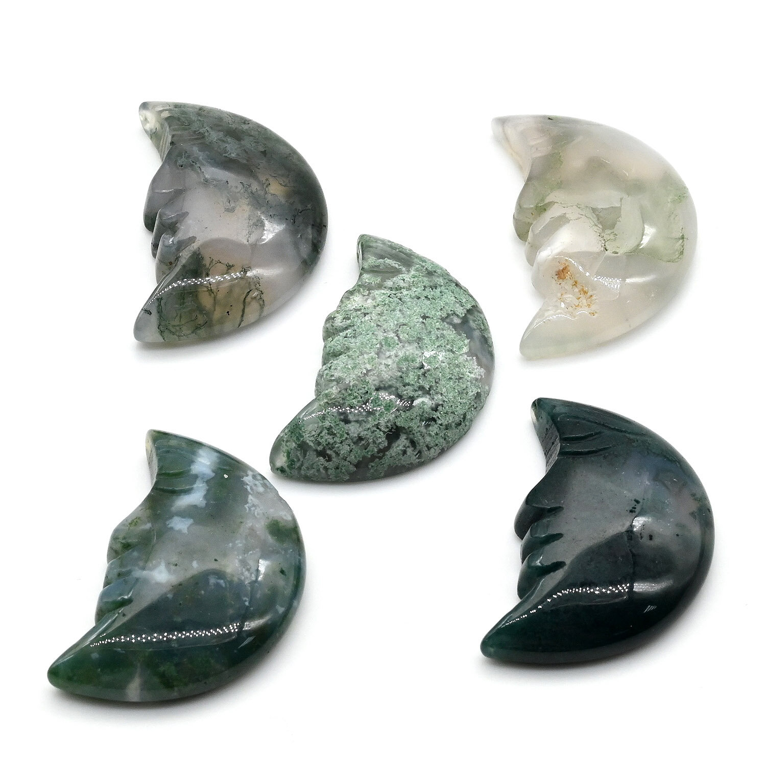 Полумесяц из агата мохового 20*35*7мм, 10г .