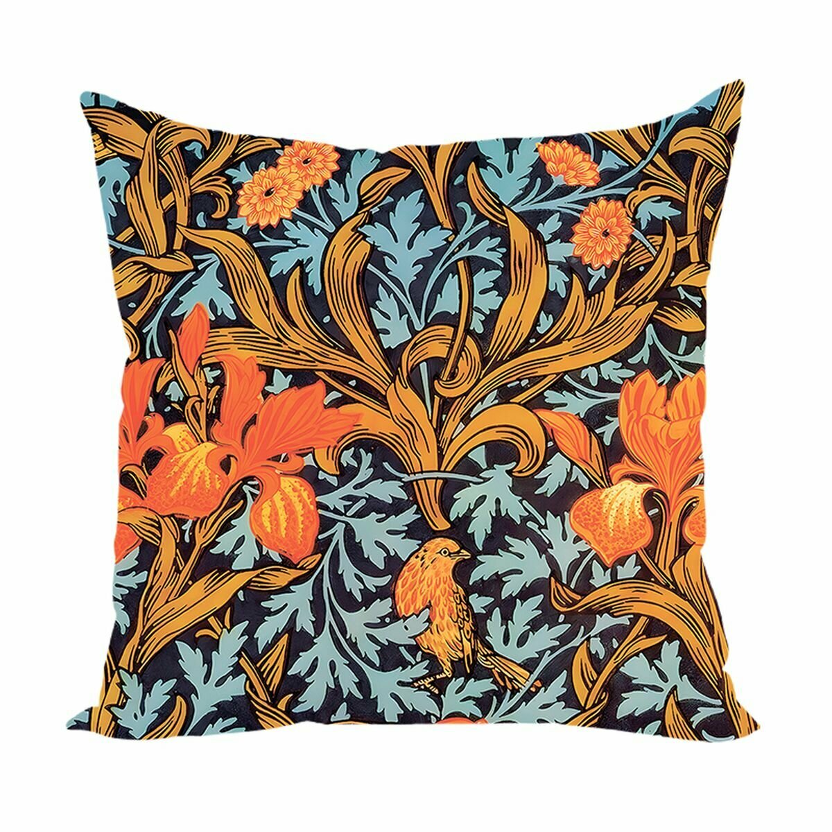 Чехол для подушки Ирисы на черном Моррис 40х40 велюр