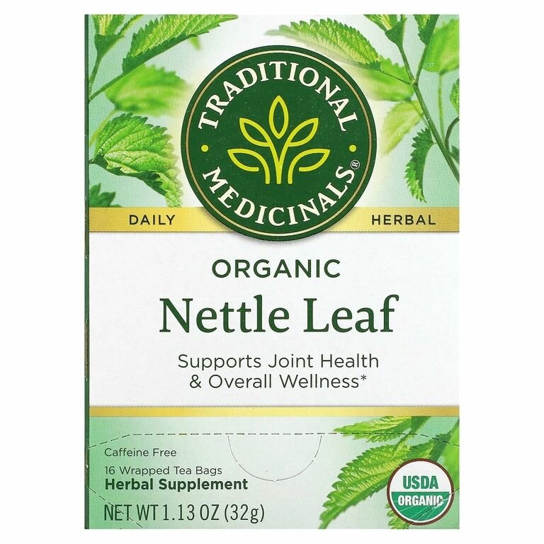 Traditional Medicinals, листья органической крапивы, Nettle Leaf, без кофеина, 16 чайных пакетиков