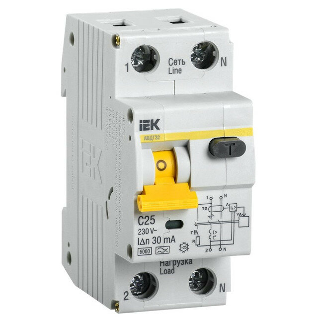 Выключатель дифференциального тока IEK KARAT АВДТ 32 C25