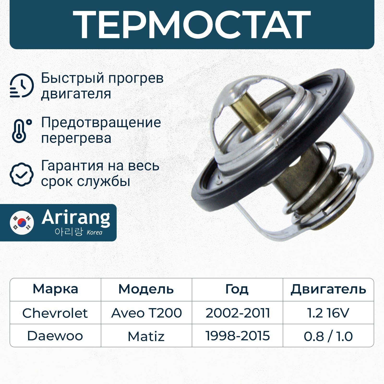 Термостат Дэу Матиз, Шевроле Авео T200 / OEM 94580182