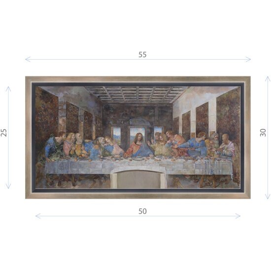 Картина Декор Депо Леонардо да Винчи Тайная вечеря Матовый холст в раме 30х55 см