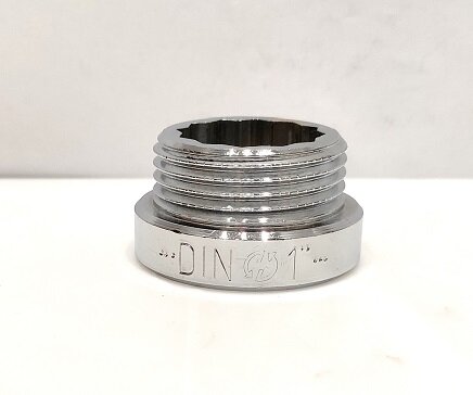 Удлинитель прямой, соединительный усиленный 1" L=10 мм General Fittings, хром, внутренняя/наружная резьба