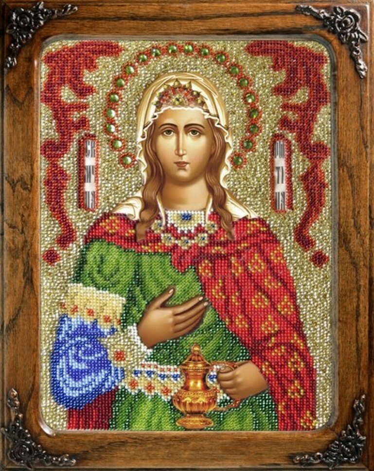 Набор для вышивания Вышиваем бисером #L-24 Святая Фотиния, Вышивка бисером, 17 x 20 см