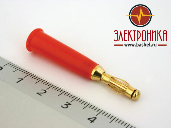 Штекер «Банан» пласт. позол. (пайка)