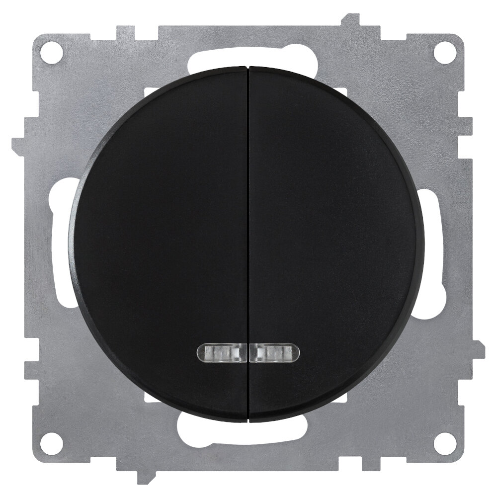 Выключатель двухклавишный с подсветкой OneKeyElectro, цвет черный